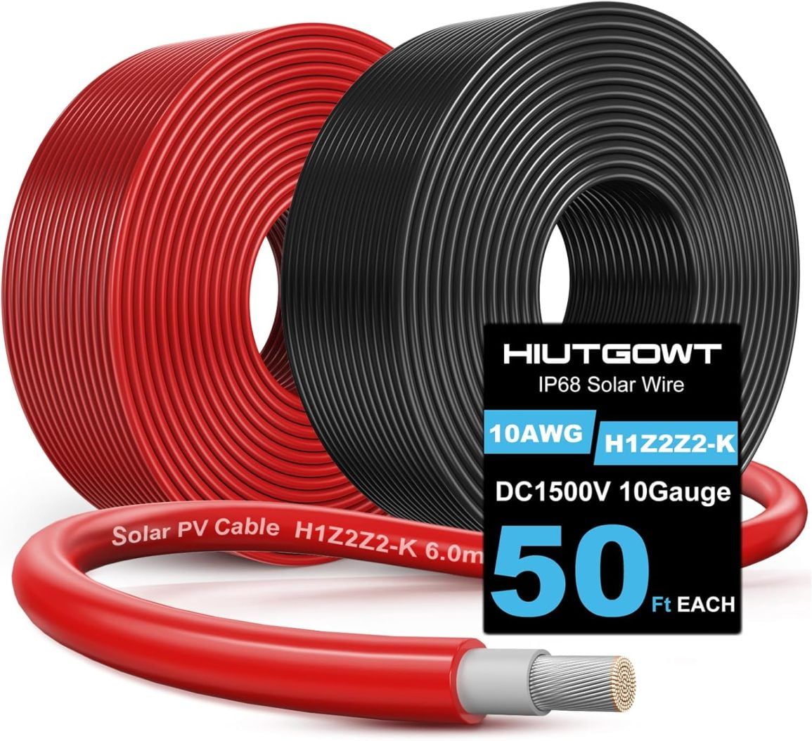 10AWG Solar Wire, Solar Cable 50Ft, Solar Extension Cable, Solar Panel ...