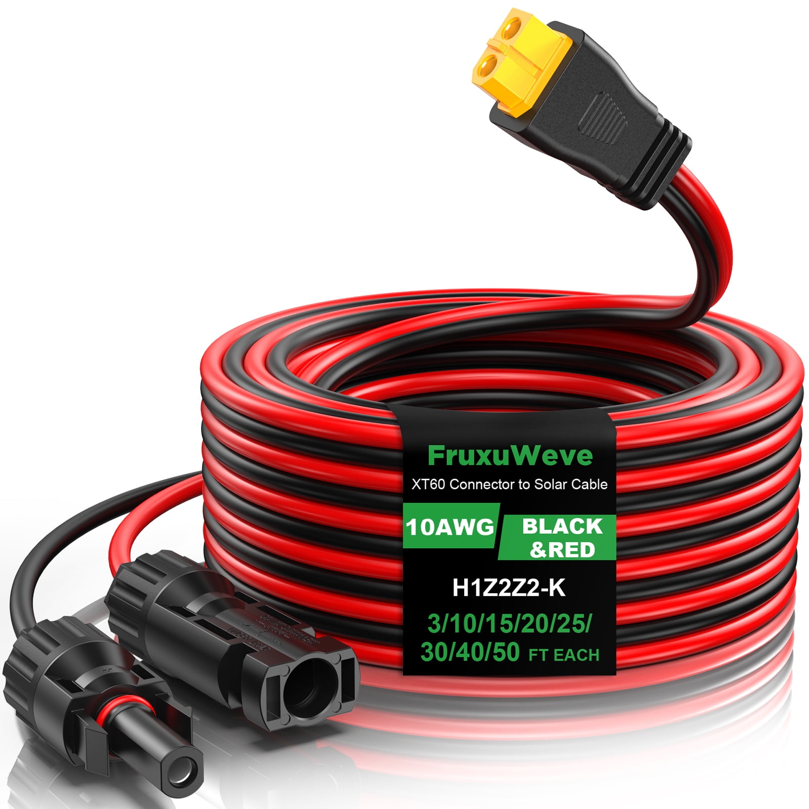 10AWG XT60 Solar Extension Cable - 3/10/15/20/25/30/40/50FT Heavy ...