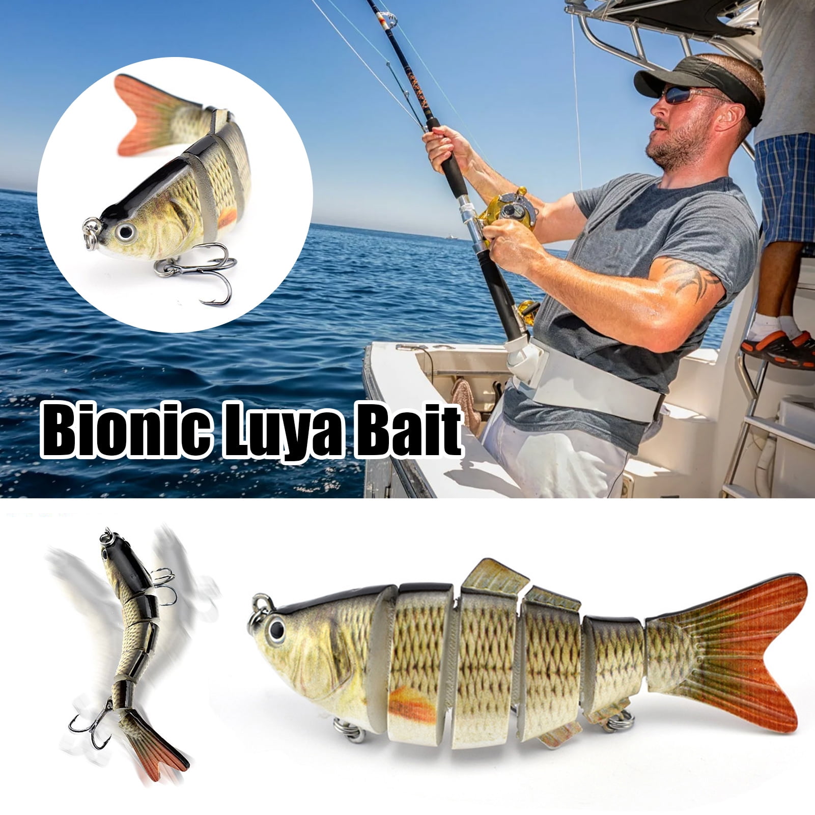 10CM/19.4G Sinking Fishing Lure with Sharp Hook 6-Section Multi-jointed ...