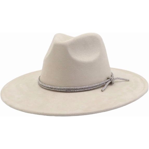 10CM Big Wide Brim Fedora Hat for Women Men Western Suede Hats Large ...