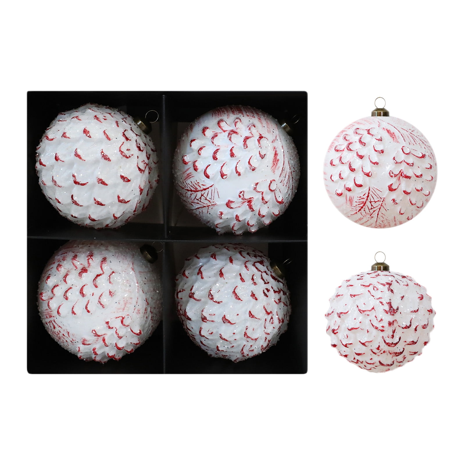 10CM Christmas Ball Ornaments - 4 Pack Plastic Tree Decorations with ...
