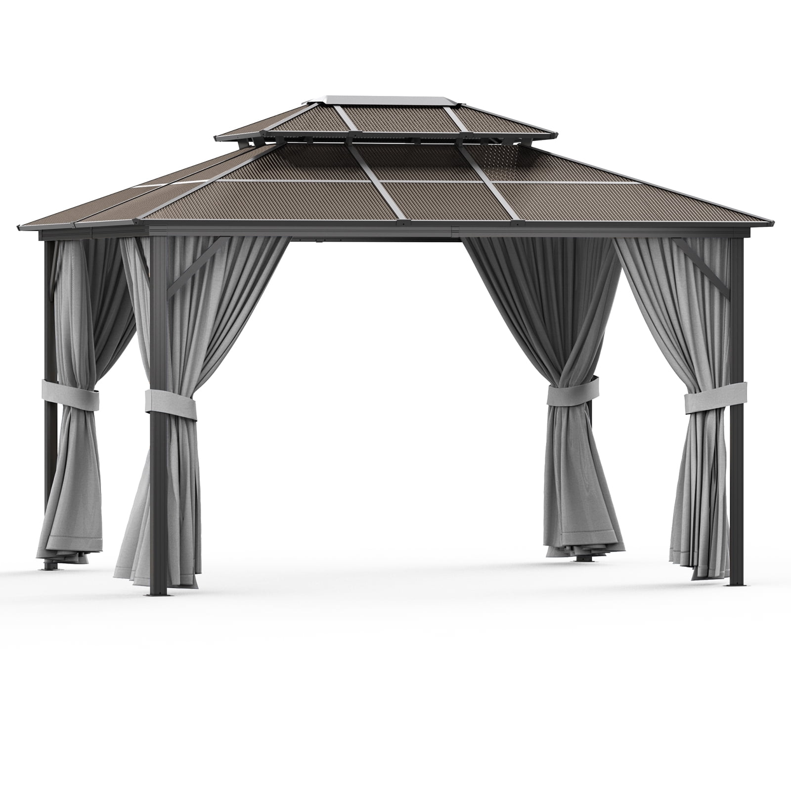 10FT*13FT Hardtop Gazebo, Aluminum Frame Permanent Pavilion with ...