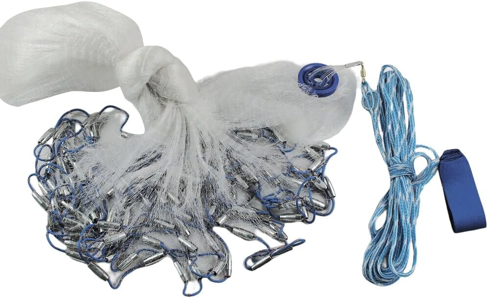 10FT/ 14FT/ 18FT/ 22FT Handmade Saltwater Fishing Cast Net with Sinker ...