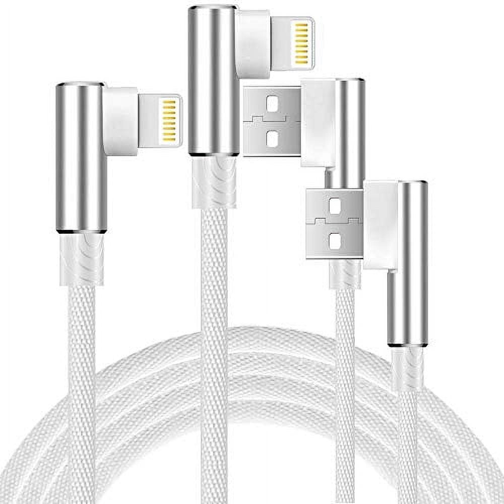 10FT 6FT Phone Charger Cable, 2-Pack 90 Degree Nylon Braided Data Cable ...