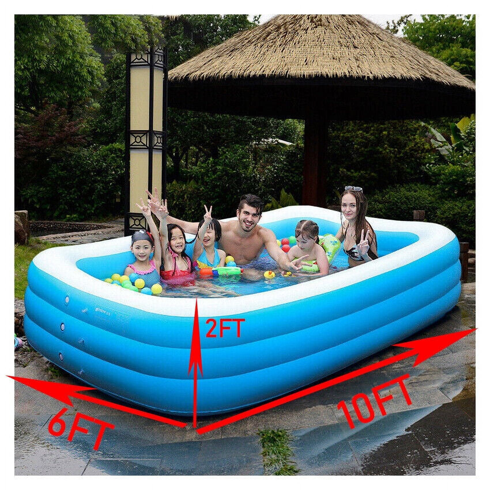 10FT Air Inflatable Swim Pool Above Ground Set Center Ground Camping ...