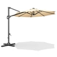 10FT Cantilever Patio Umbrella with Base, 360° Rotating Offset Umbrella ...