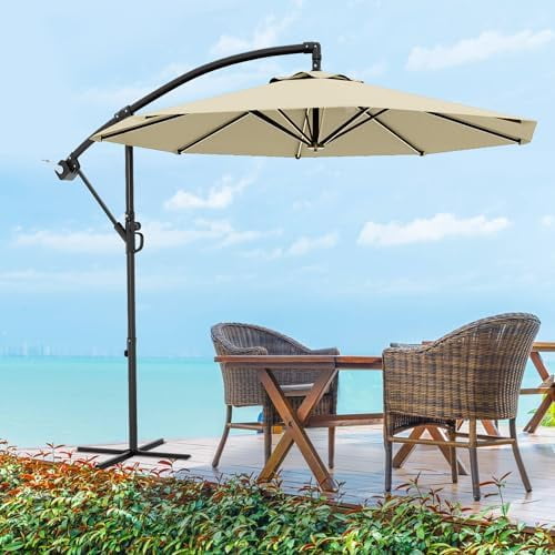 10FT Cantilever Umbrella with Cross Base, Outdoor Offset Market ...