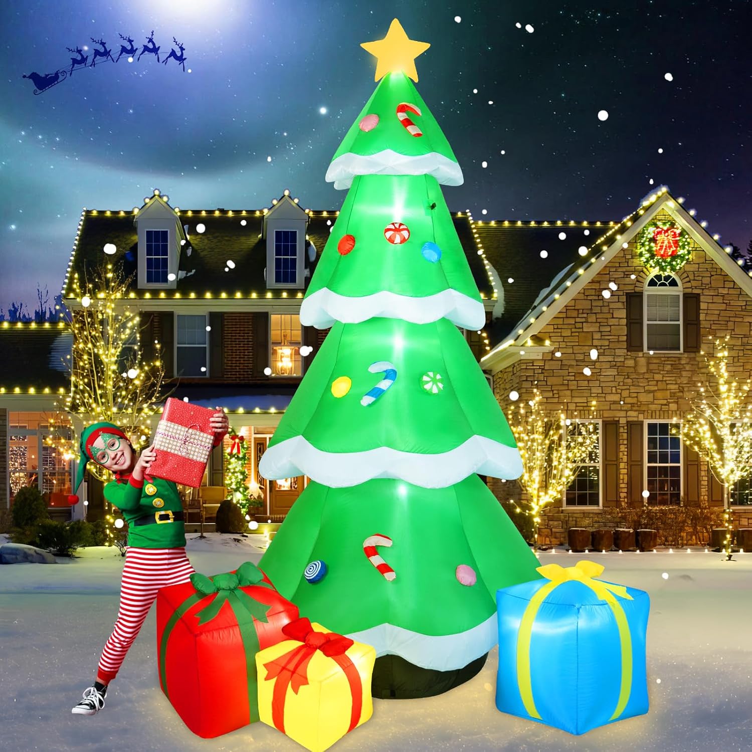 10FT Christmas Inflatable Outdoor Decoration, Giant Inflatable ...