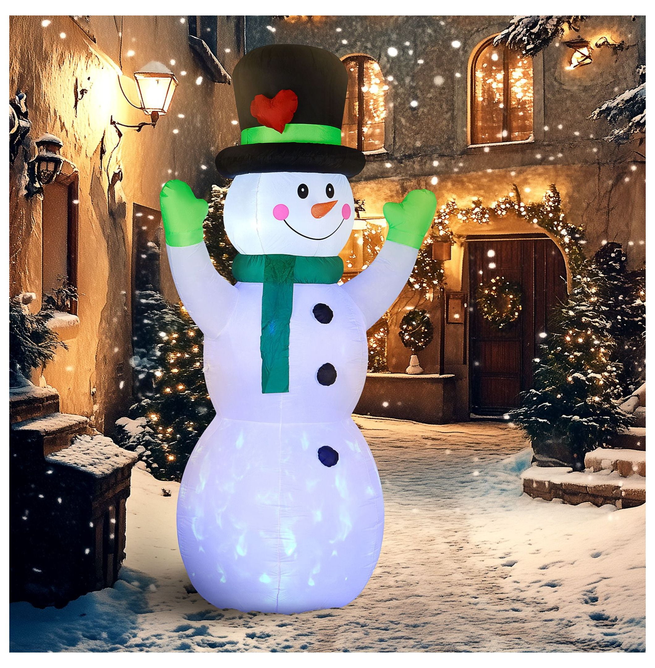 10FT Christmas Inflatables Snowman, LED Outdoor Yard Decorations Blow ...