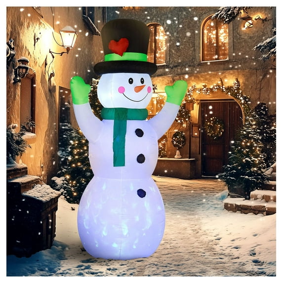 10FT Christmas Inflatables Snowman, LED Outdoor Yard Decorations Blow ...