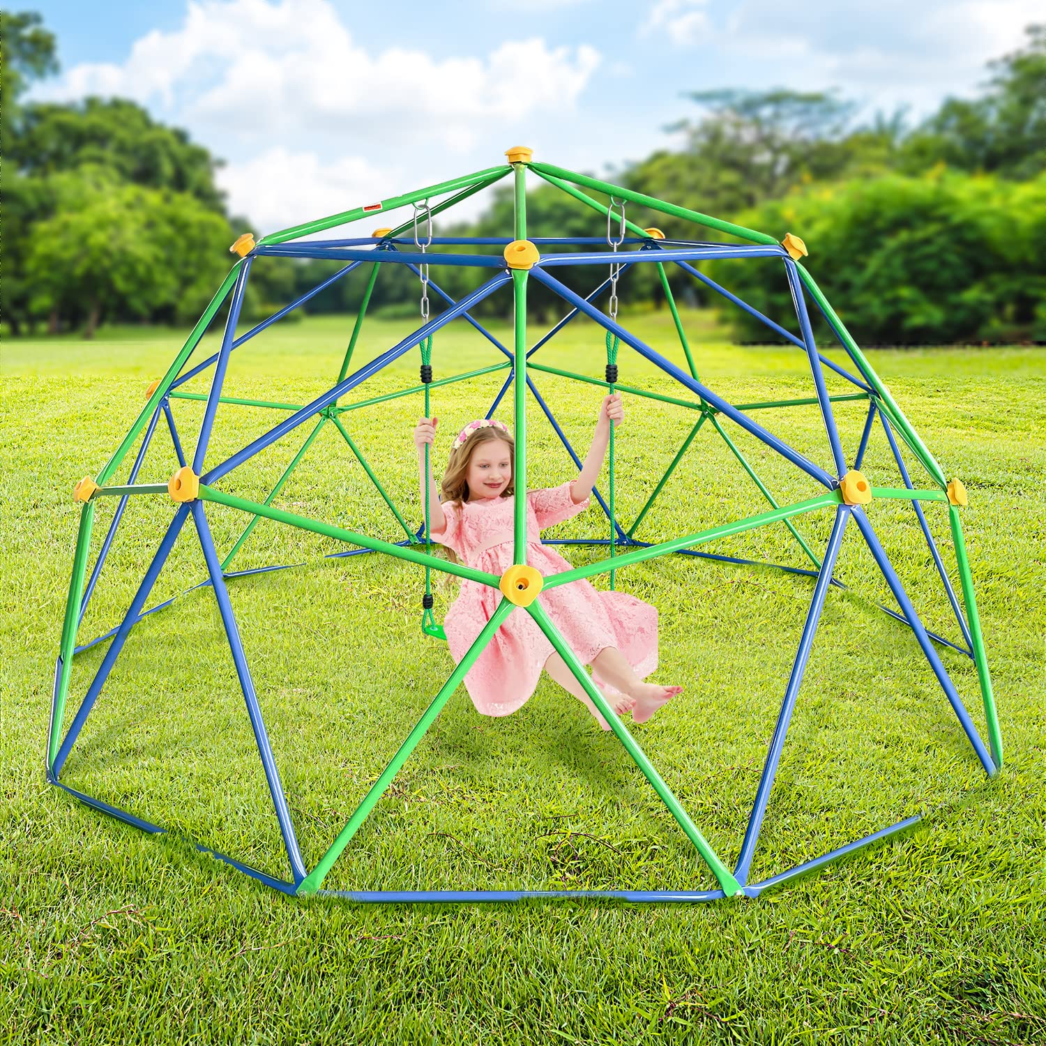 HOMEFUL Children Dome Climber, 6.8ft Playground Kids Swing Set Climbing ...