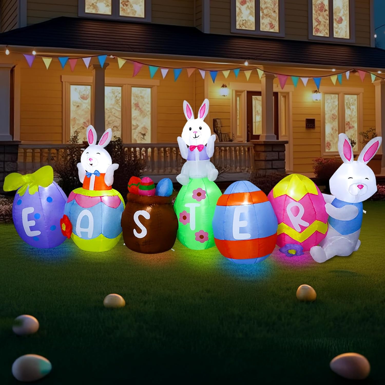 10FT Easter Inflatables Outdoor Decorations, Large Blow Up Easter Bunny ...