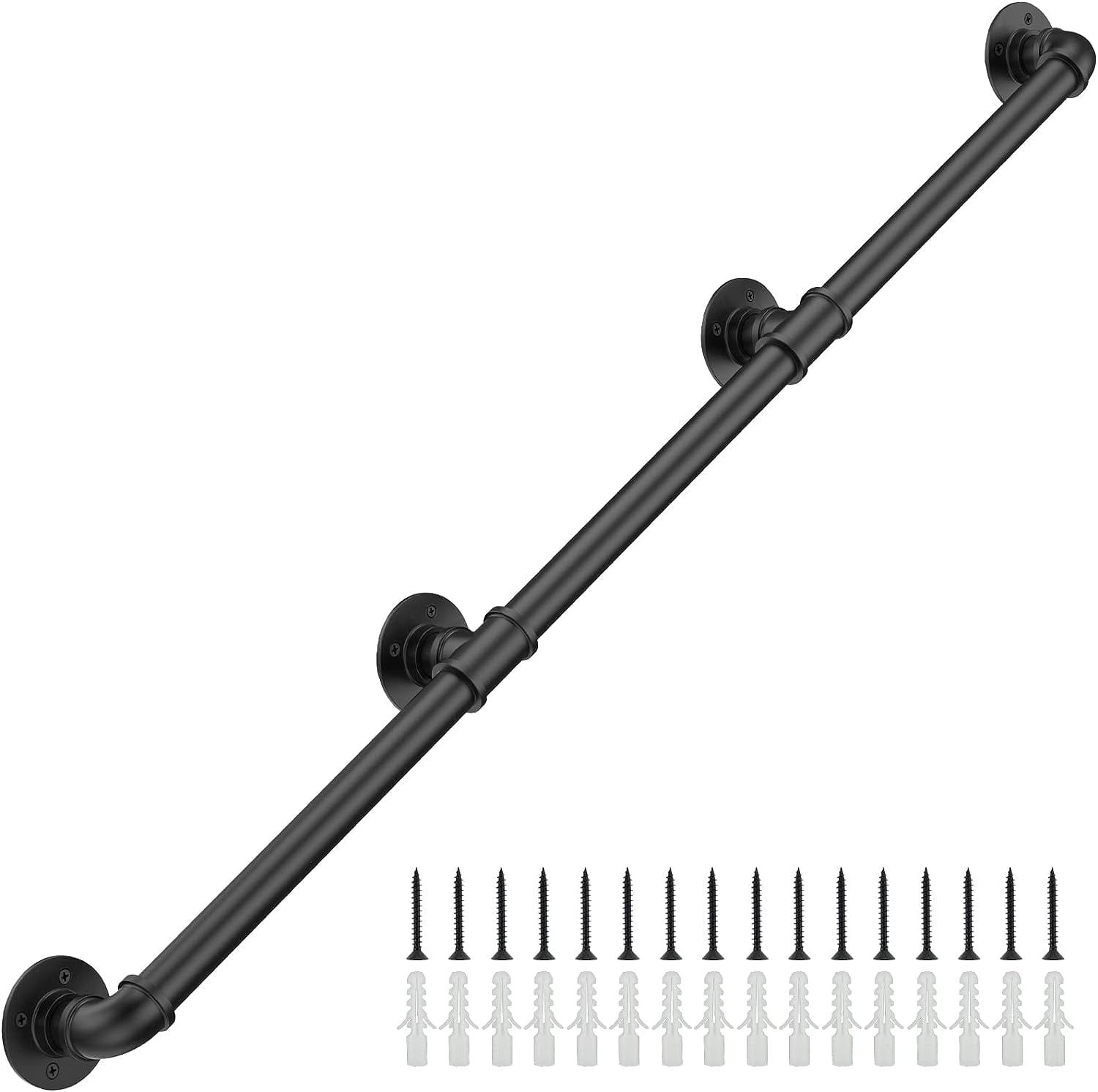 10FT Industrial Stair Railing Wall Mount Staircase Handrail φ1.3" Pipe ...