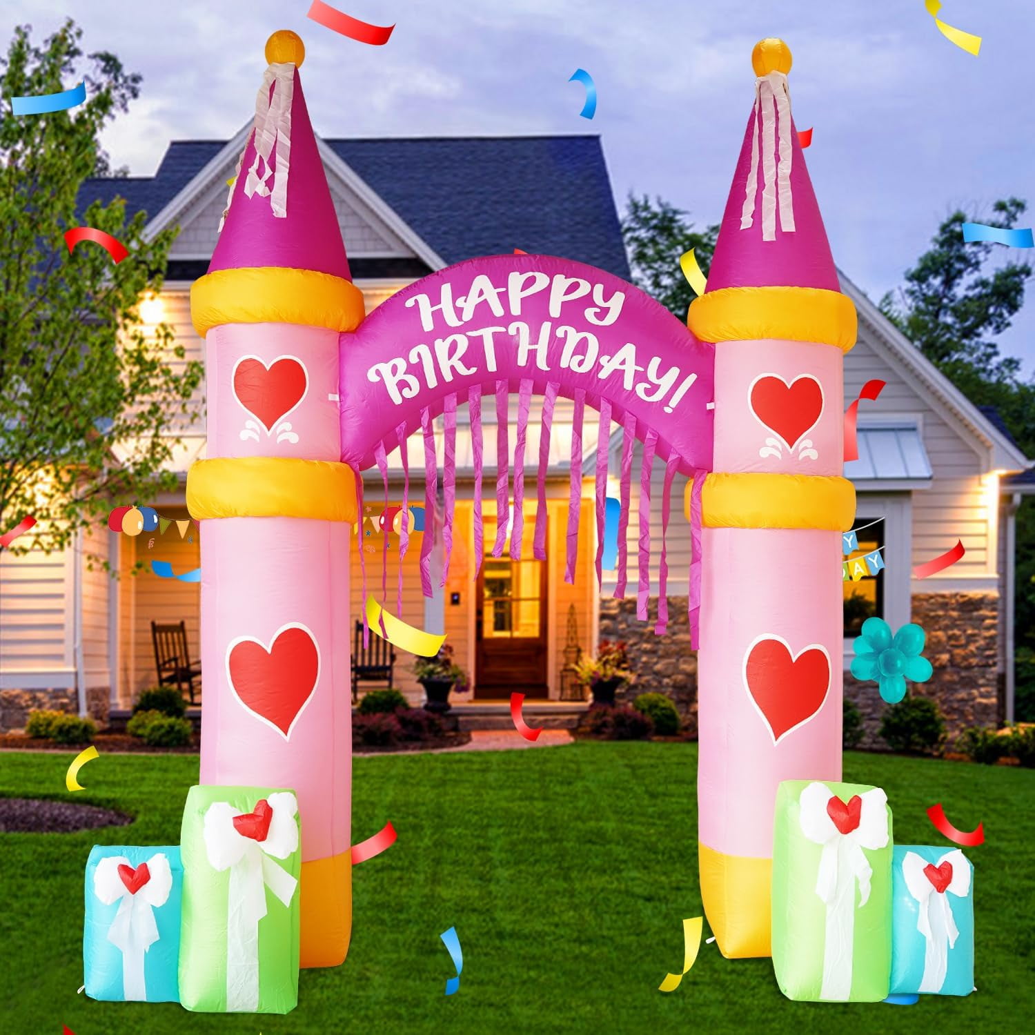 10FT Inflatable Birthday Arch Birthday Decoration with Built-in LED ...