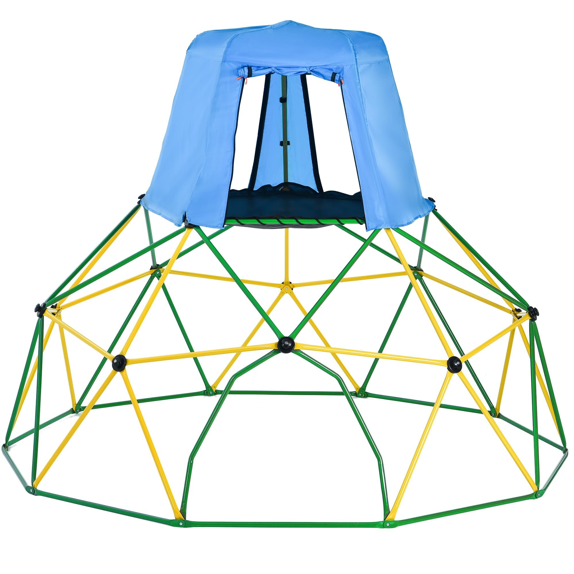 10FT Kids Climbing Dome with Canopy and Playmat, Jungle Gym Geometric ...