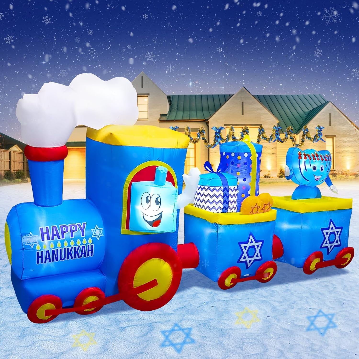10FT Length Hanukkah Inflatable Train Menorah Outdoor Decoration, Blow ...