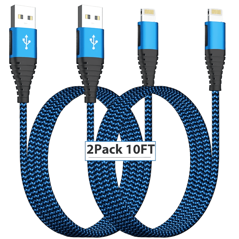 10FT Lightning Charger Cord, 2Pack Long Lightning Charger [MFi ...
