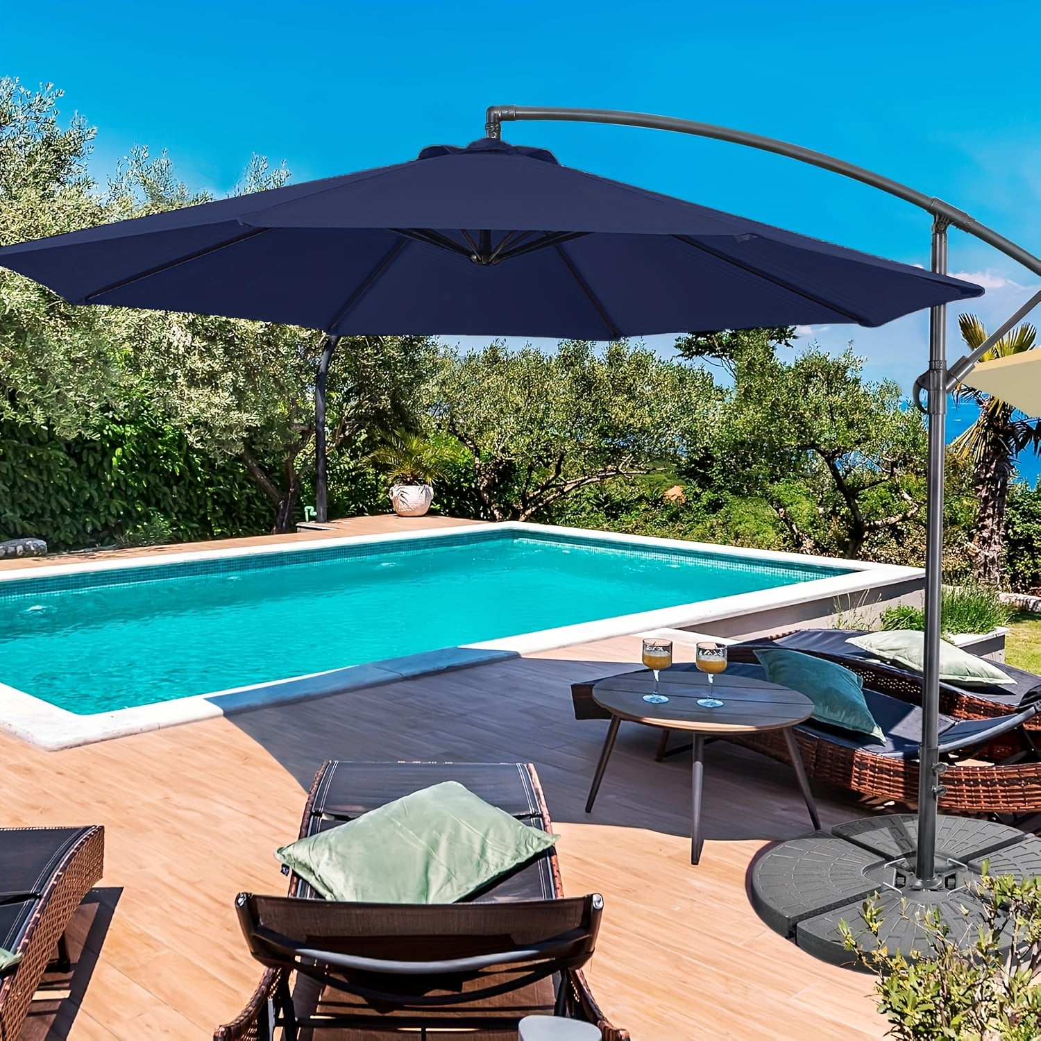 10FT Offset Hanging Market Cantilever Patio Umbrella For Backyard ...