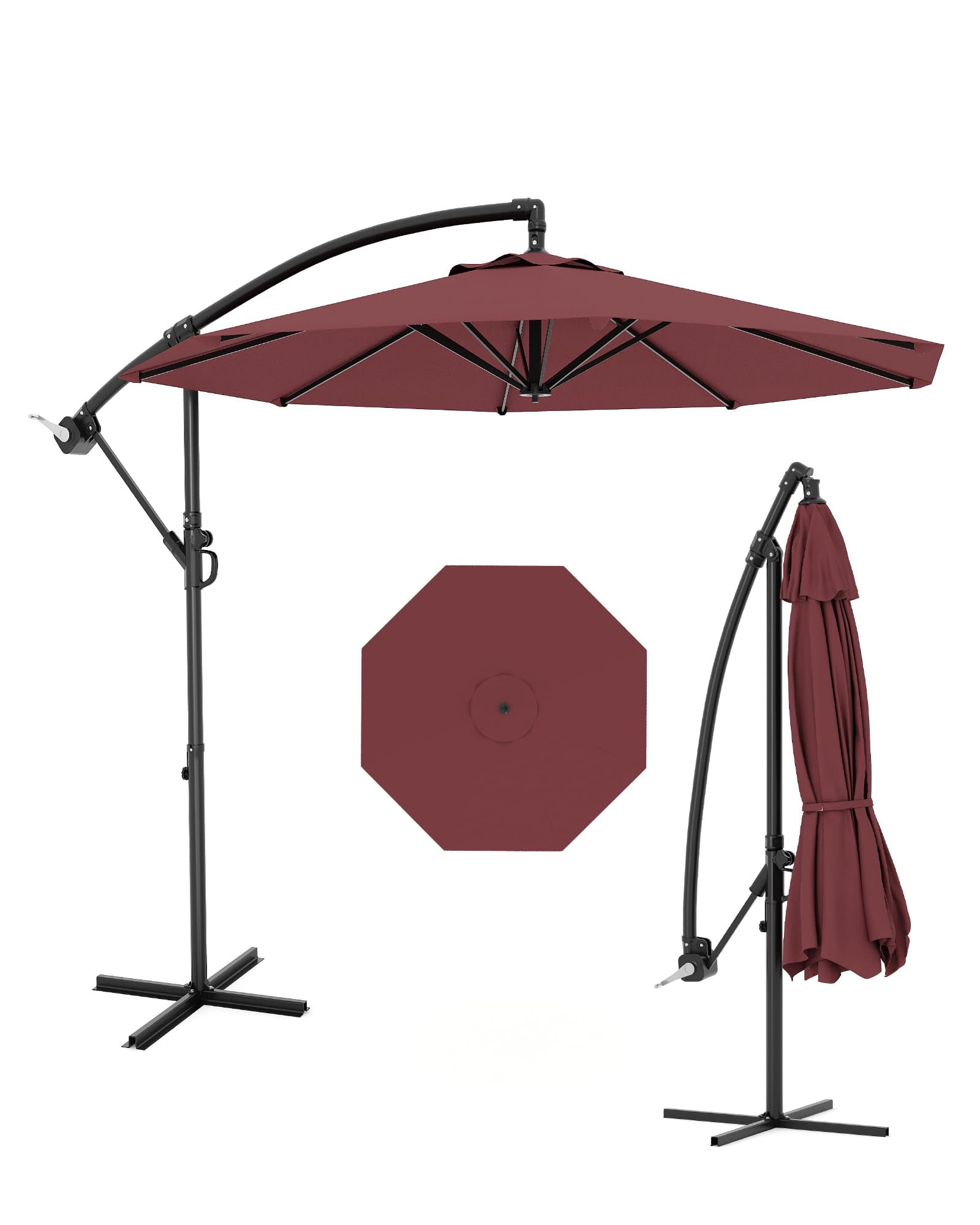 10FT Offset Patio Umbrella,Hanging Cantilever Umbrella Outdoor Sun ...
