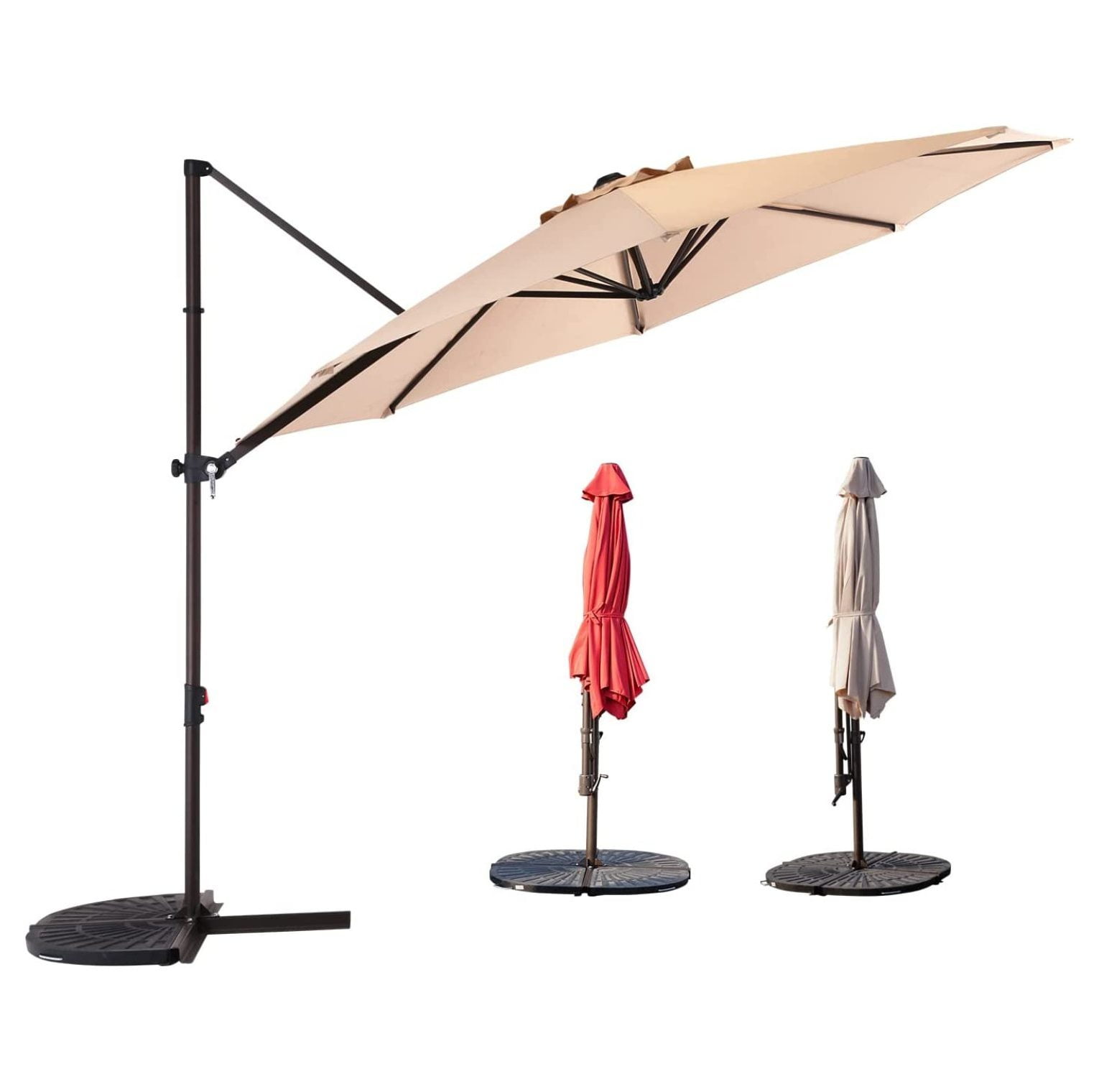 10FT Outdoor Aluminum Patio Umbrella （Cross Base Only, Fan Shaped Base ...