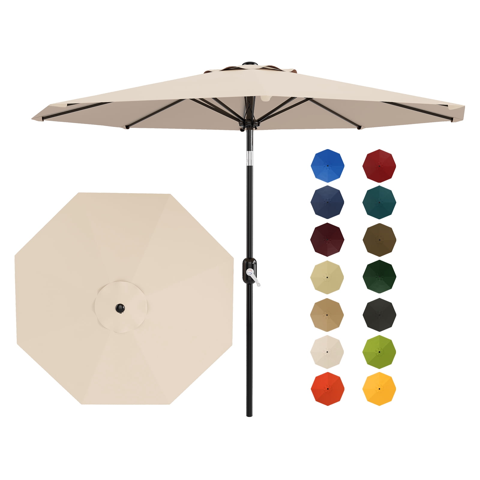 10FT Outdoor Patio Umbrella, 8 Reinforced Ribs, UPF 50+ UV Waterproof ...