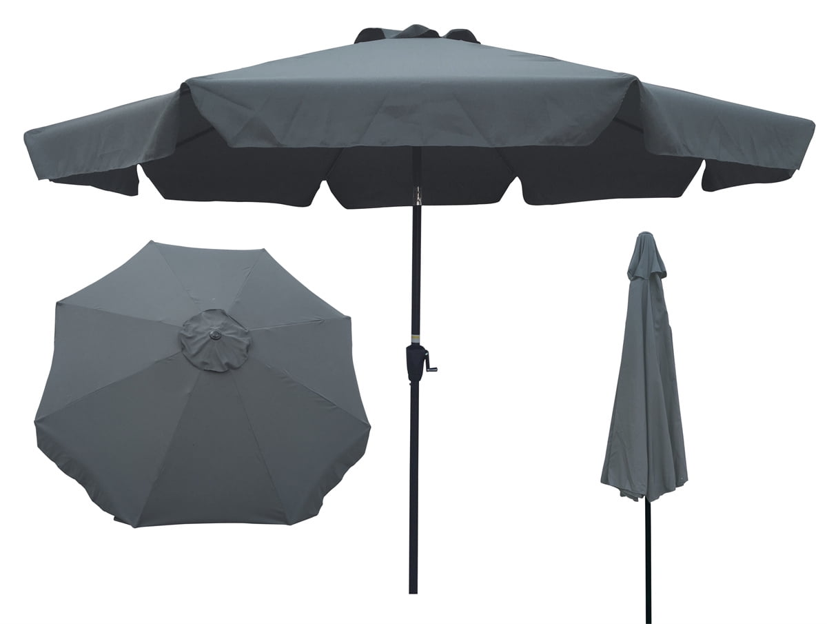 10FT Outdoor Patio Umbrella with Flap, Garden Round Umbrella Sturdy ...