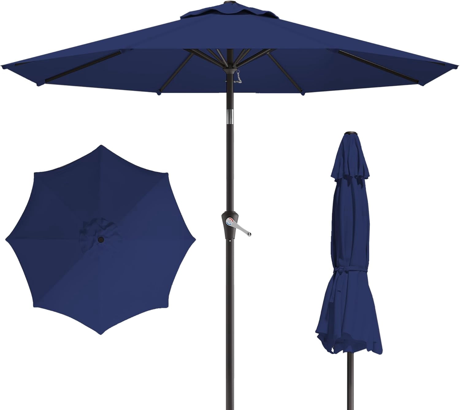 10FT Outdoor Patio Umbrella with Push Button Tilt Crank, 8 Ribs, UV ...