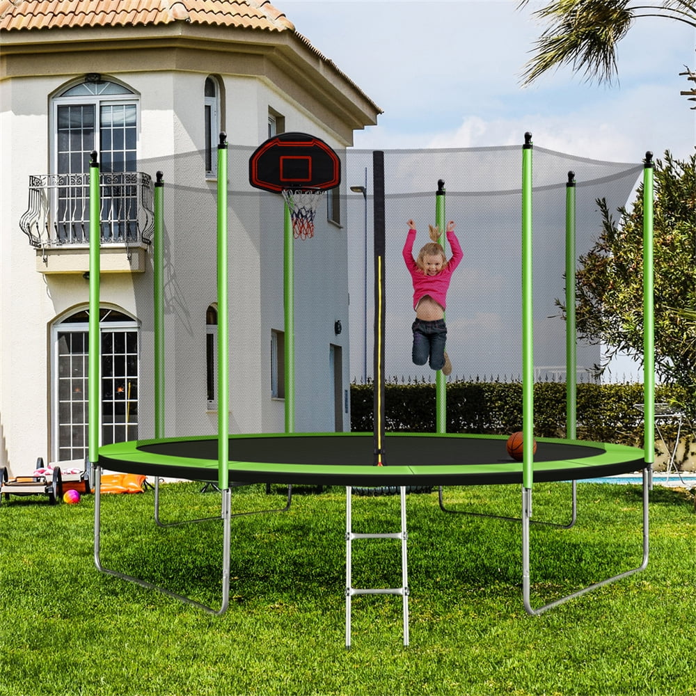 10FT Outdoor Trampoline,Basketball Trampoline Combo for Kids ...