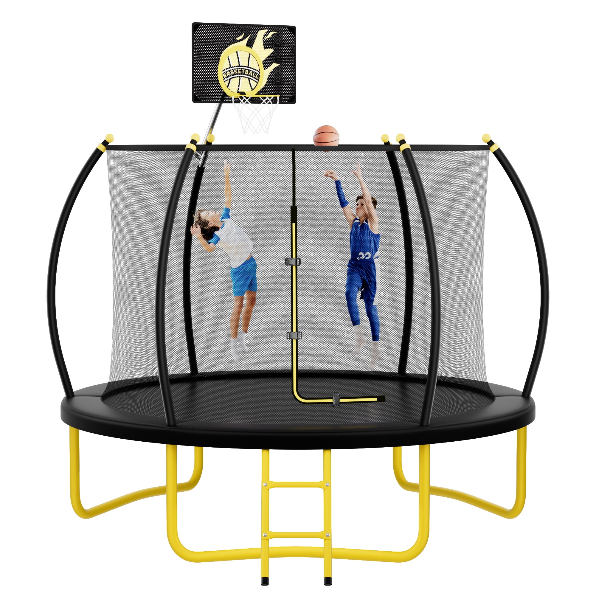TRIPLE TREE 10FT Outdoor Trampoline with Safety Enclosure, No Screws ...