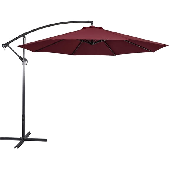 10FT Patio Offset Umbrella - Cantilever Hanging Outdoor Umbrellas w/UV ...