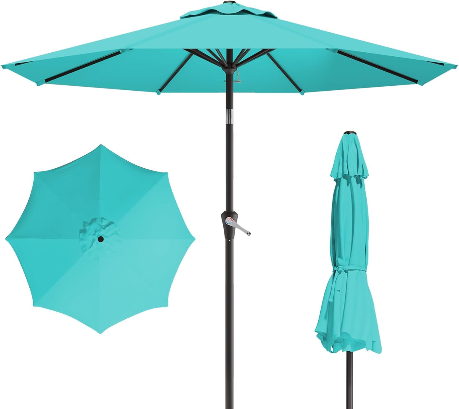 10FT Patio Umbrella, Outdoor Umbrella with Push Button Tilt and Crank ...