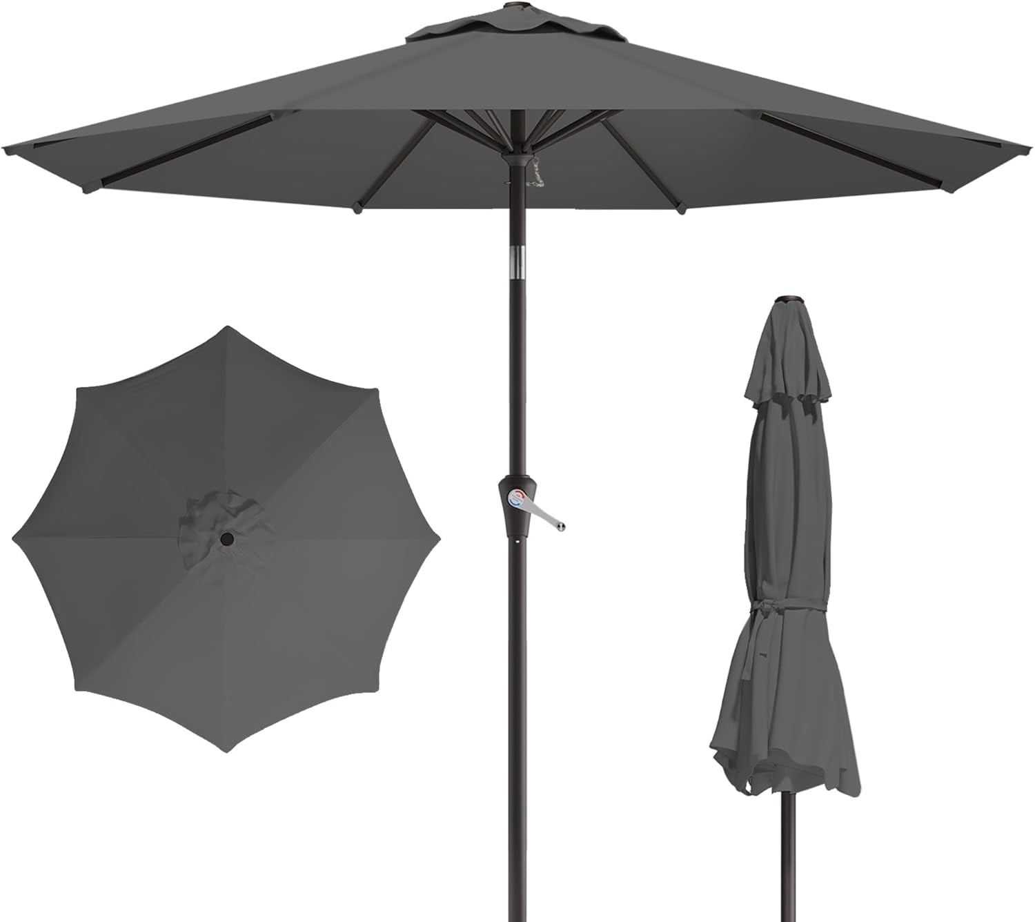 10FT Patio Umbrella, Outdoor Umbrella with Push Button Tilt and Crank ...