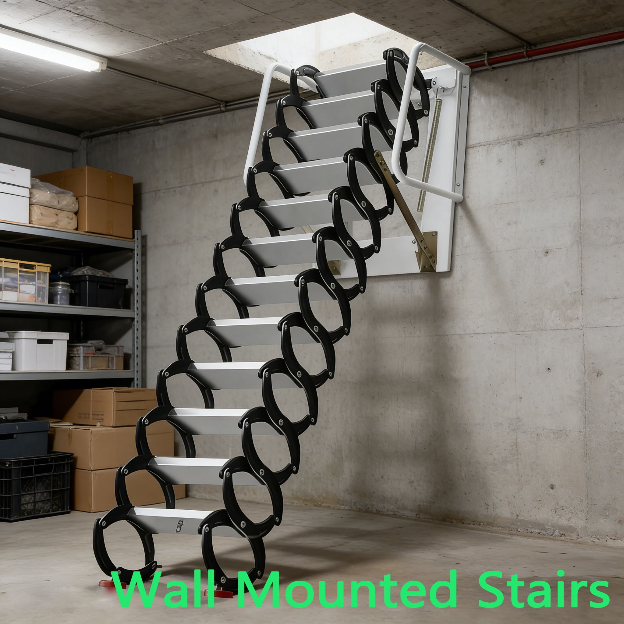 Xingmengze 10FT Pull Down Attic Stairs, 12 Step Aluminum-Magnesium ...