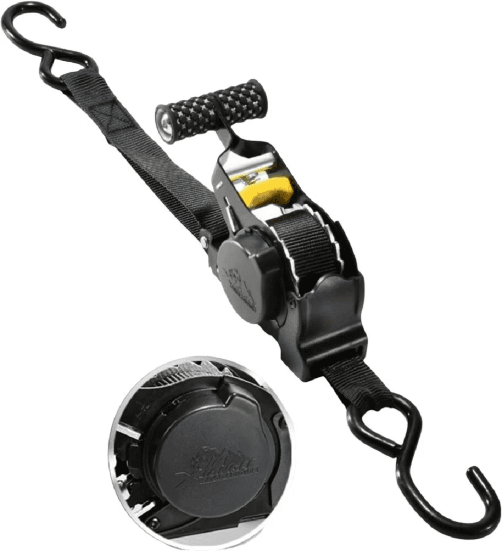 10FT Retractable Ratchet Tie-Down Straps | 1500LBS Heavy-Duty | S-Hook ...