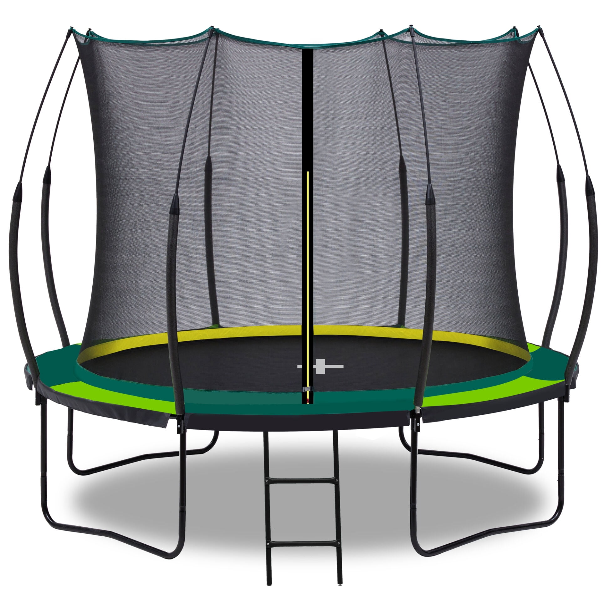 10FT Round Outdoor Trampoline with Safety Enclosure Net & Ladder, Back ...