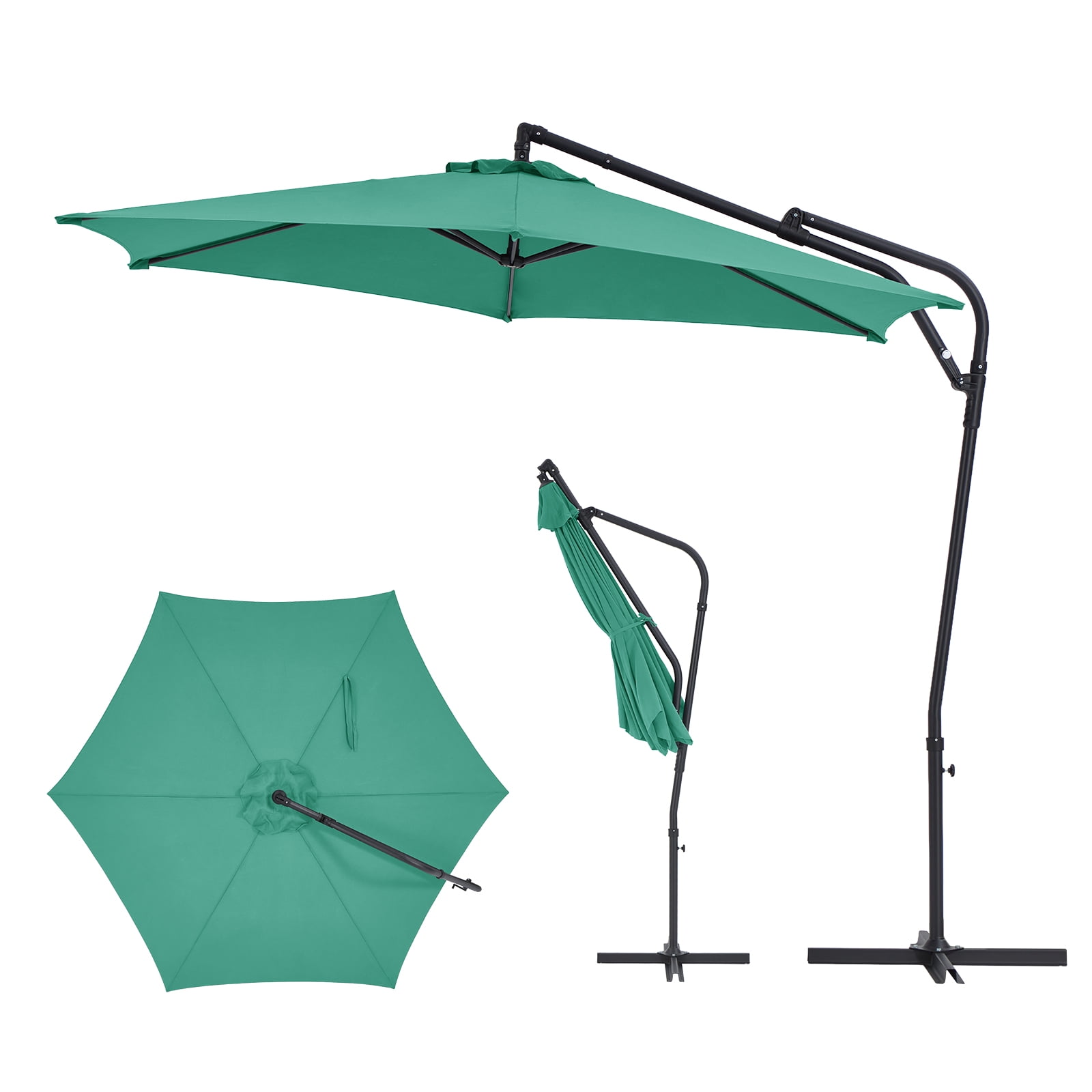 10FT Skyblue Offset Cantilever Hanging Patio Umbrella, Infinite Tilt UV ...