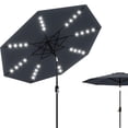 10FT Solar LED Patio Umbrella, Waterproof UPF Polyester Canopy, 1.5 ...