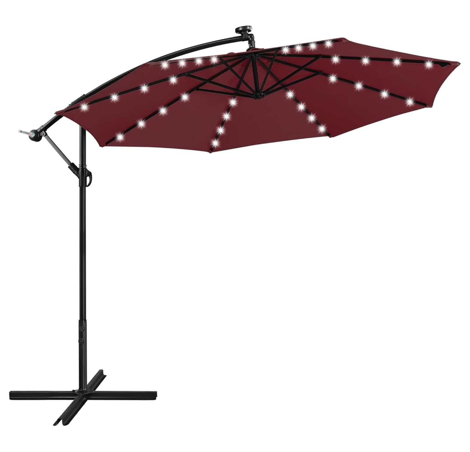 10FT Solar Offset Umbrella with 32 Cantilever Hanging Outdoor Umbrellas ...