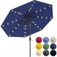 10FT Solar Patio Umbrella with Lights, Outdoor Table Market Umbrella ...