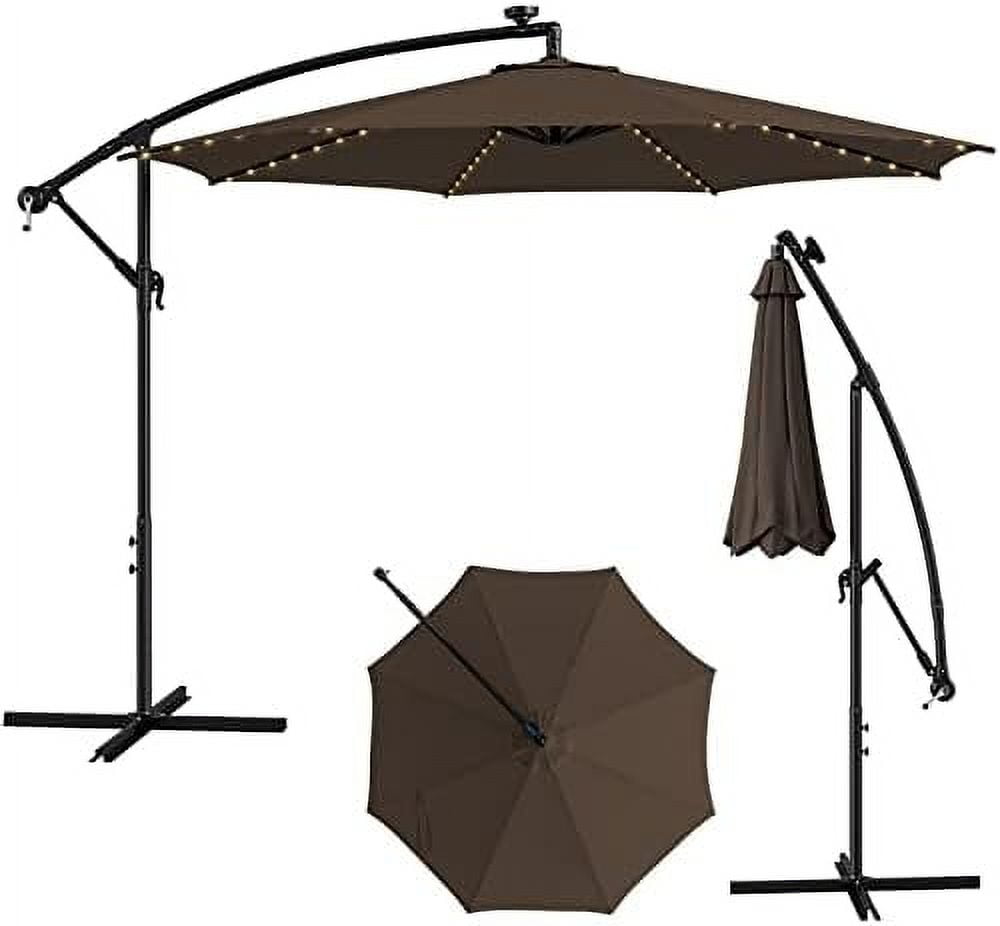 10FT Solar-Powered Patio Umbrella with 112 LED Lights, Tilt Design ...