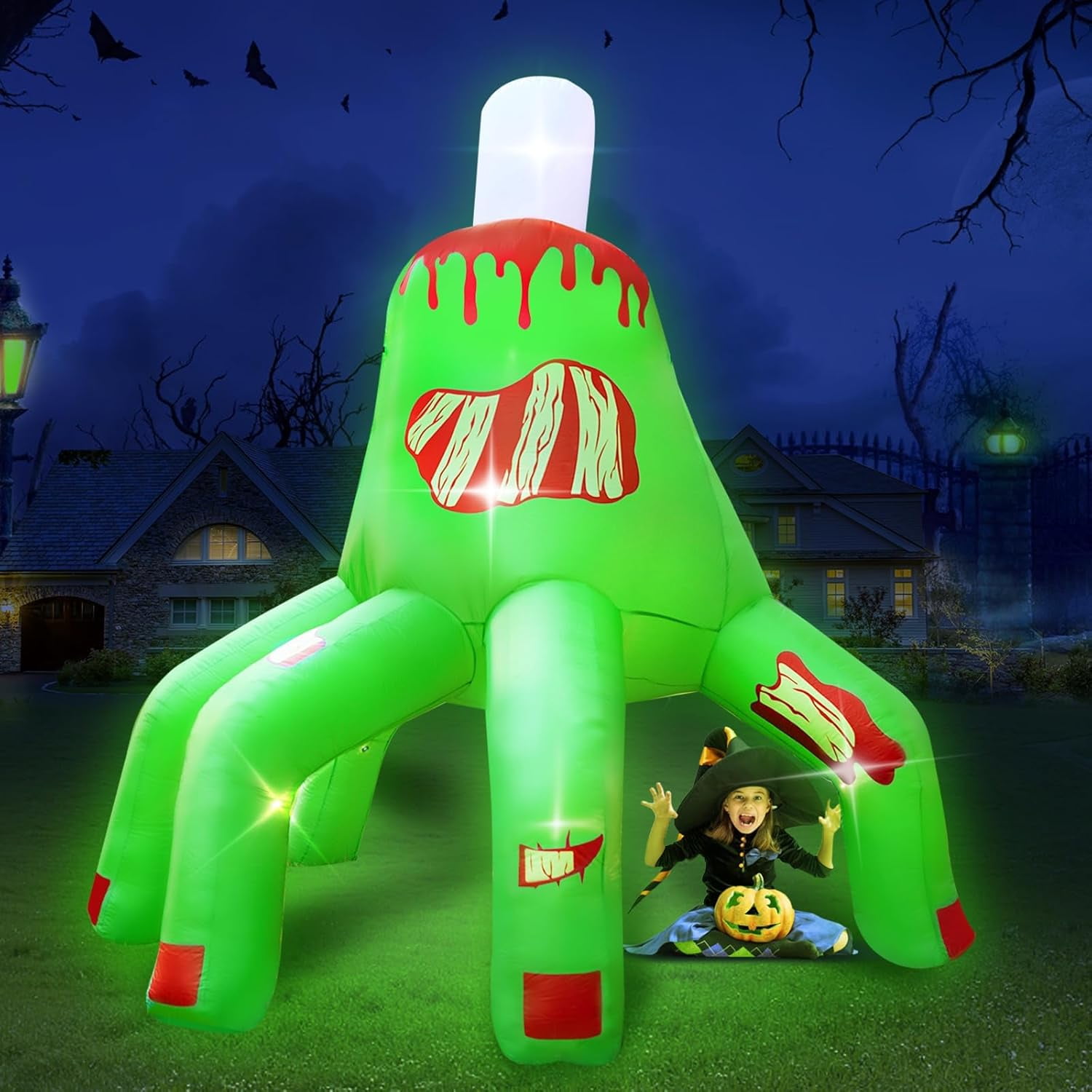 10FT Tall Giant Halloween Inflatables Arm Skeleton Zombie Hand, Trick ...