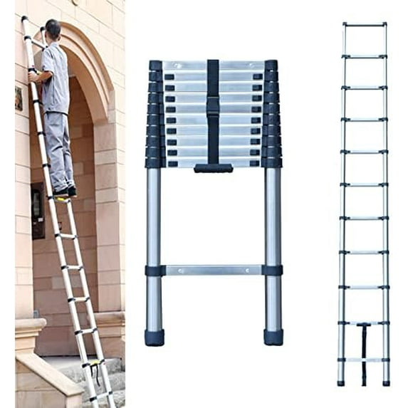 10FT TeLESCOPING lADDER eXTENSION lADDER sTAINLESS sTEEL tELESCOPIC ...