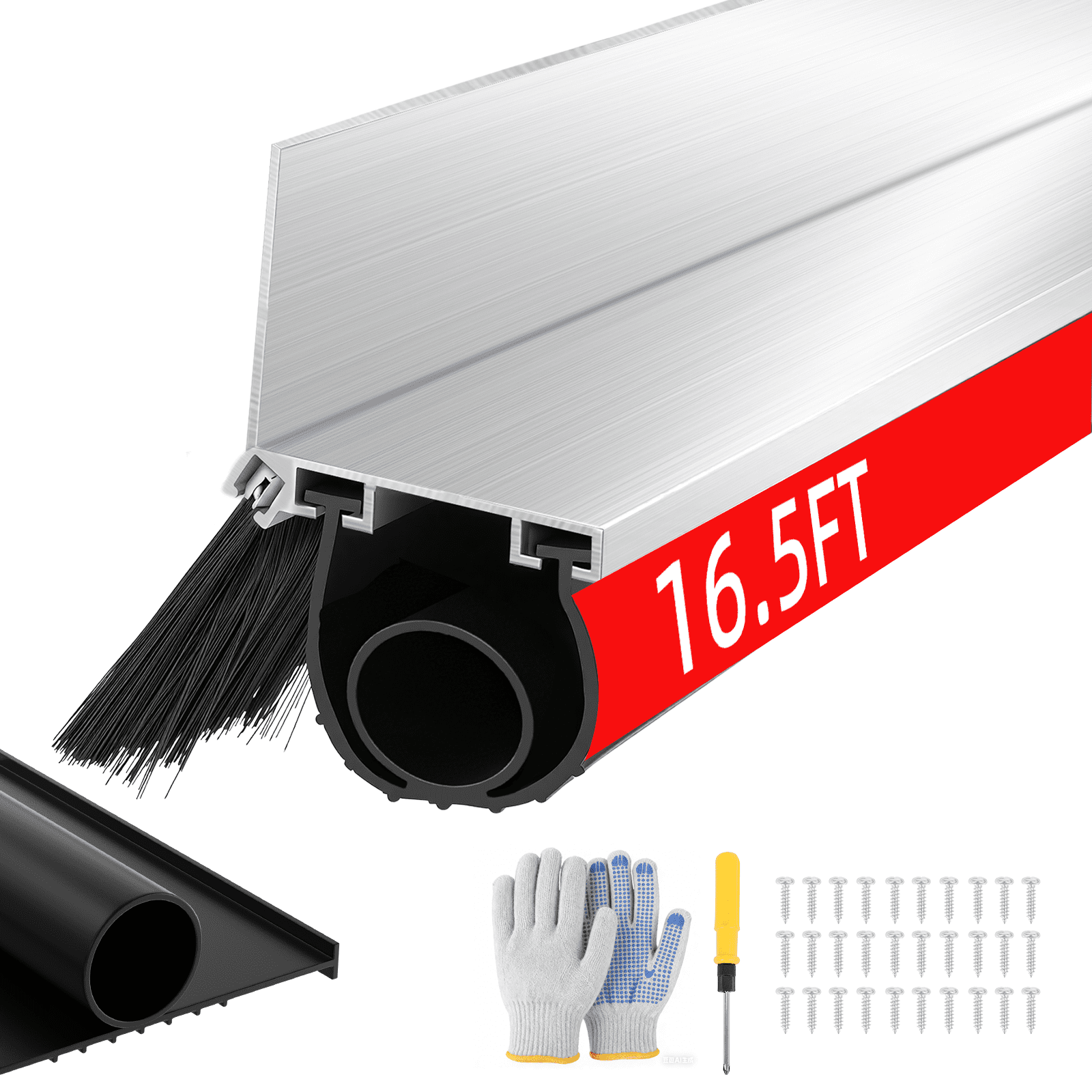 10FT Universal Garage Door Seals Kit，Heavy Duty EPDM U+O Bottom Rubber ...