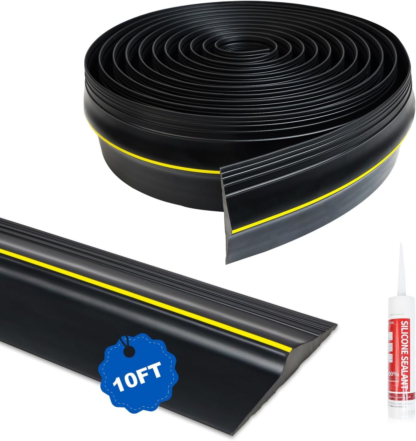 10FT Universal Garage Threshold Seal Strip with Adhesives, Bottom ...
