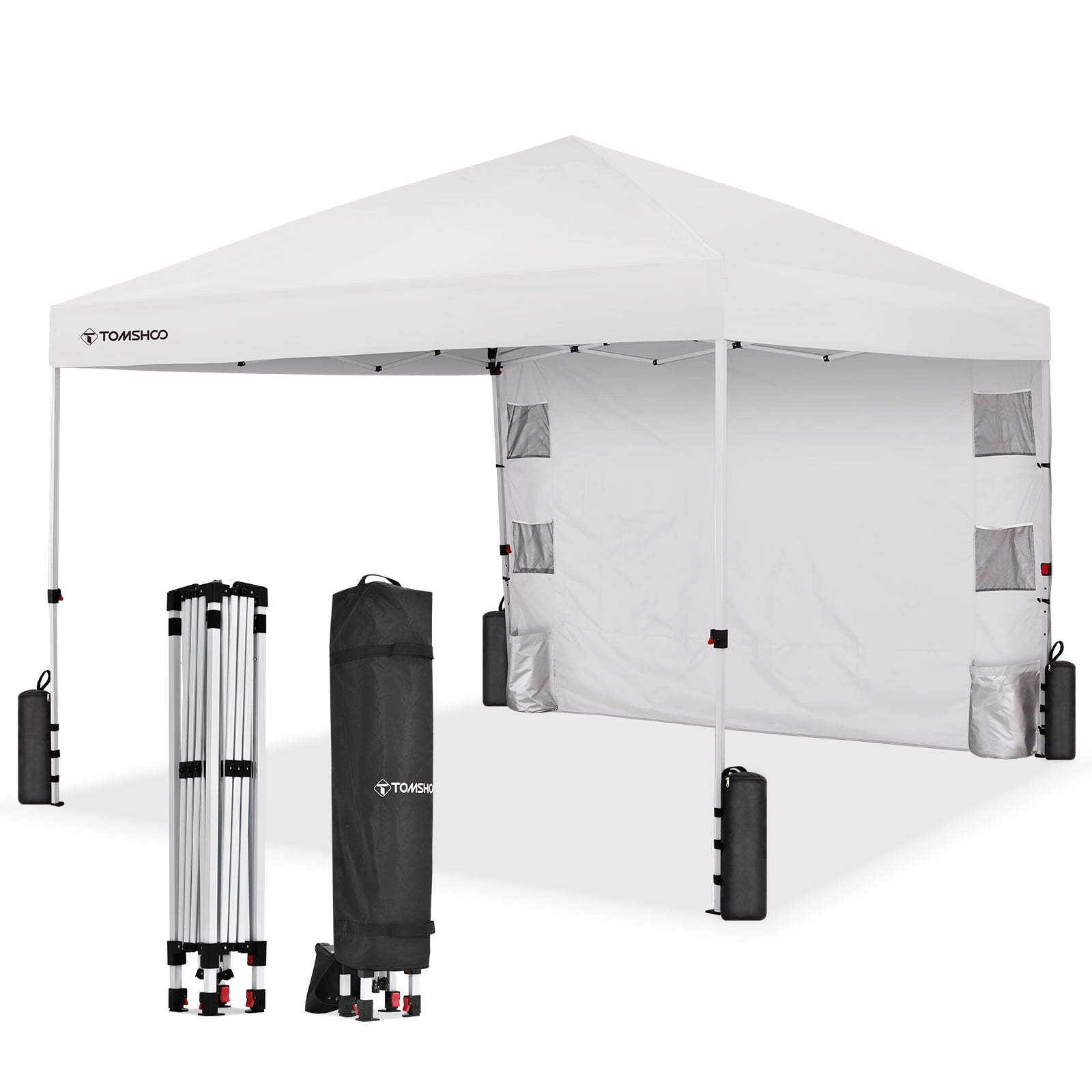 10FT White Awning, Pop-up Canopy Tent Portable Shade for Trade Shows ...