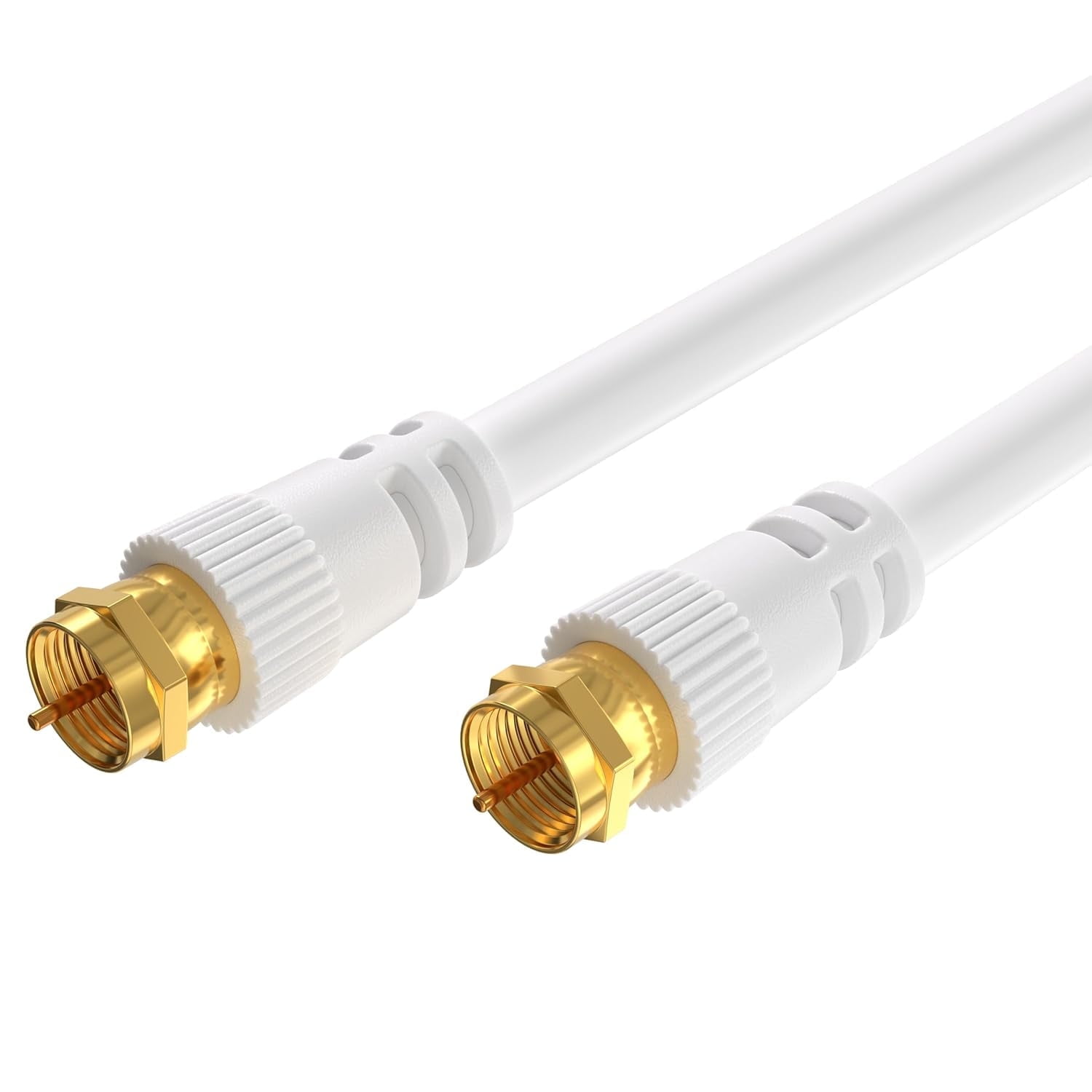 10FT White RG6 Dual Shield Coaxial Cable – F-Type Male Extension Cord ...
