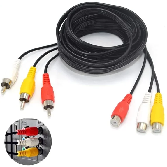 10Ft 3-Rca Male To Female Extension Audio Video Cable Tv Hdtv Dvd Cord ...