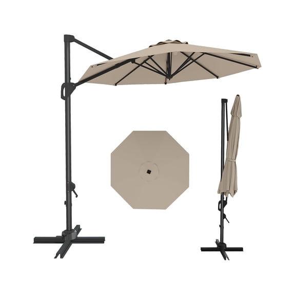 10Ft Cantilever Patio Umbrella, Round Outdoor Sun Shade with 360 ...