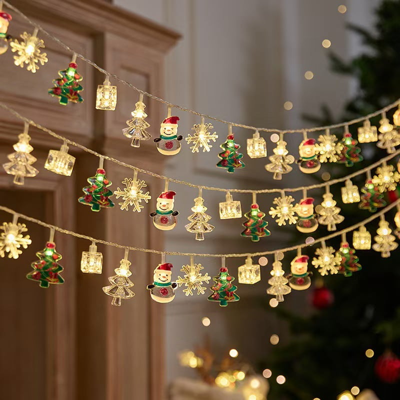 10Ft Christmas String LED Lights, Snowflake Reindeer Moon Stars ...