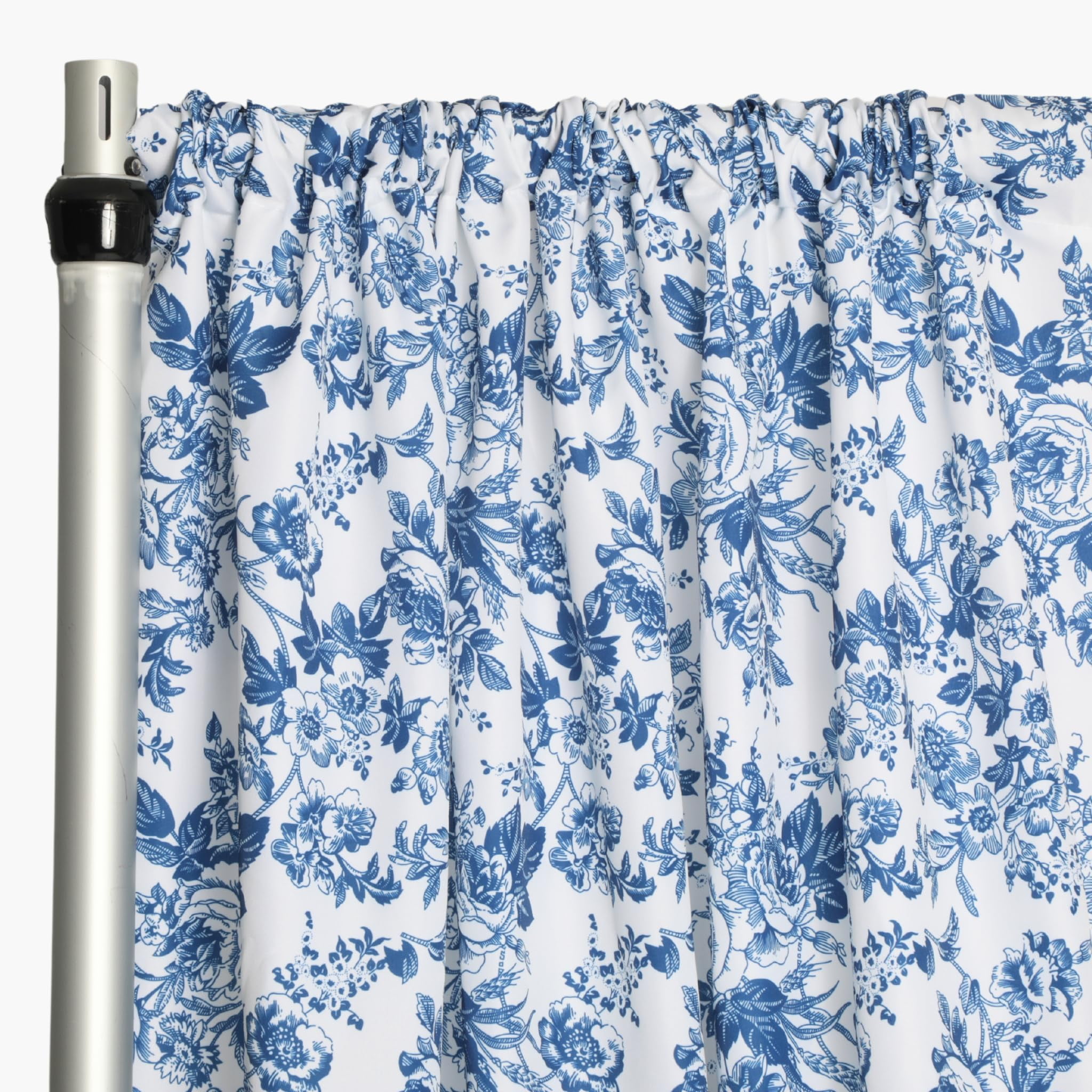 10Ft H x 52 Inch W Blue French Toile Drape Curtain Photo Backdrop Panel ...